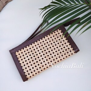 Leather Rattan Purse, Cane Webbing Clutch, Handmade Summer Purse ...