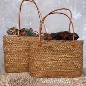 Summer Rattan Tote Straw Tote Bag Woven Beach Bag One - Etsy