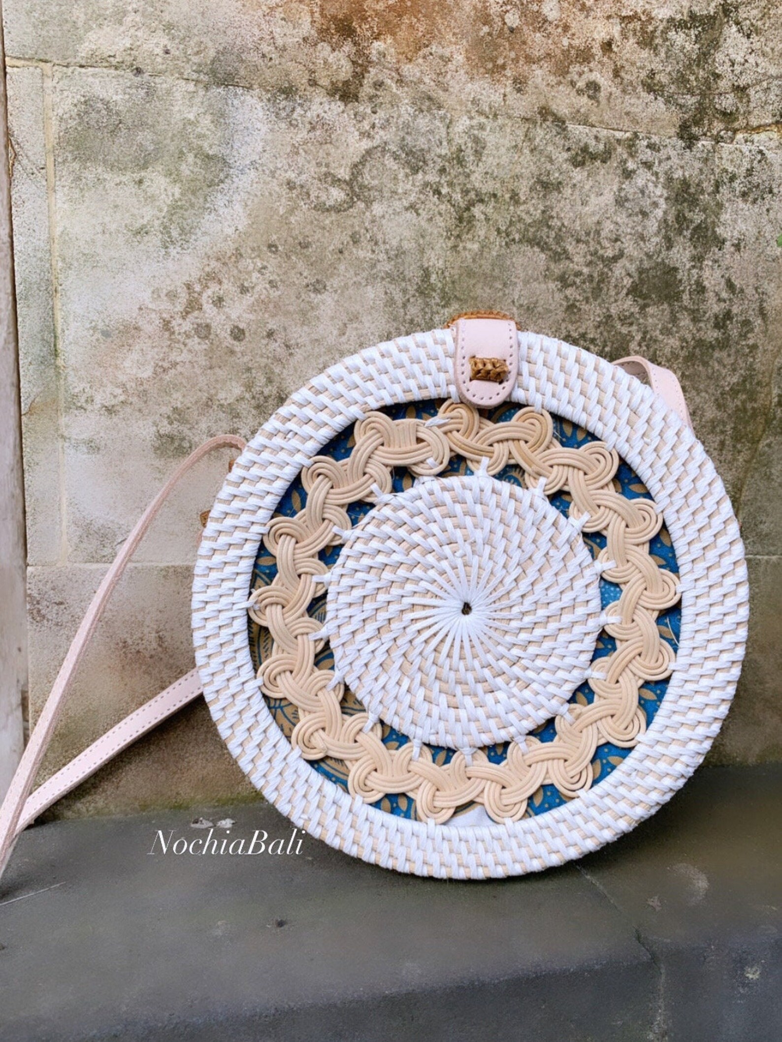 White Rattan Bag Boho Round Bag Rattan Sling Bag Straw - Etsy