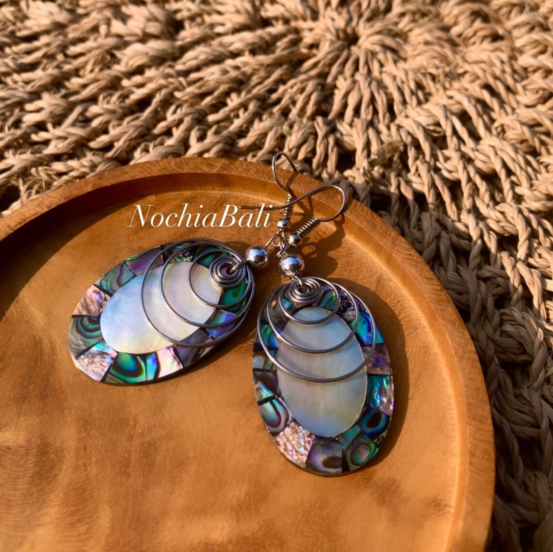 Abalone Oval Earring Abalone Shell Earrings Bohemian - Etsy