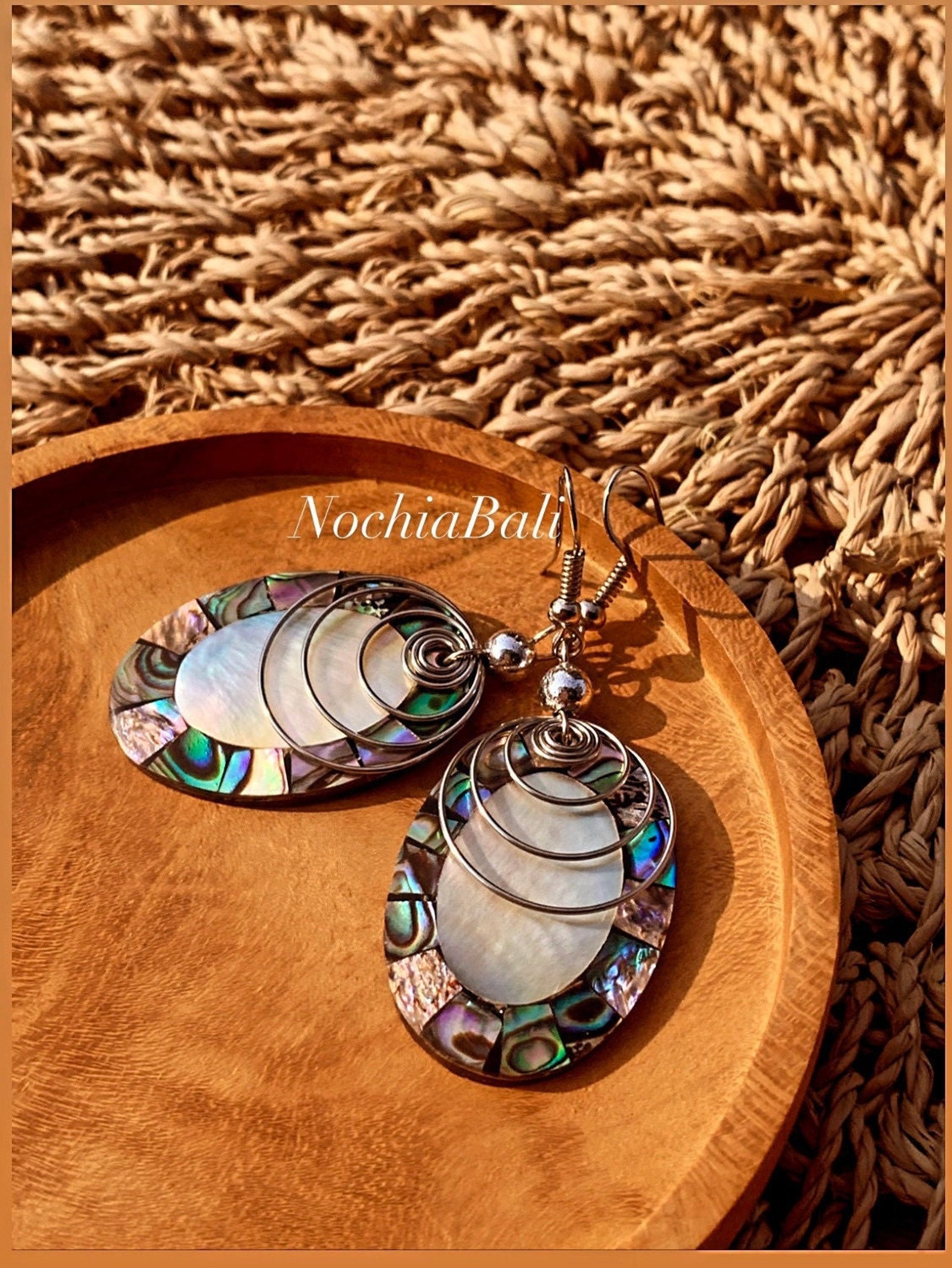 Abalone Oval Earring Abalone Shell Earrings Bohemian - Etsy