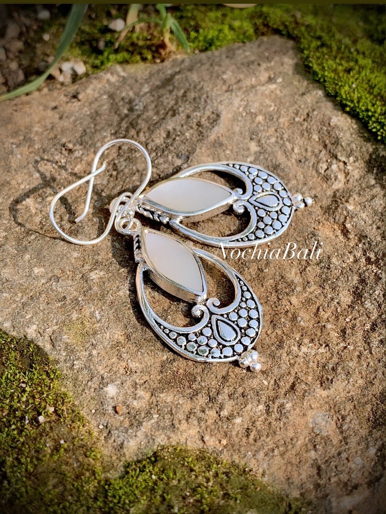 Mother Of Pearl Dangle Earring Bali Handmade Earring Boho Etsy