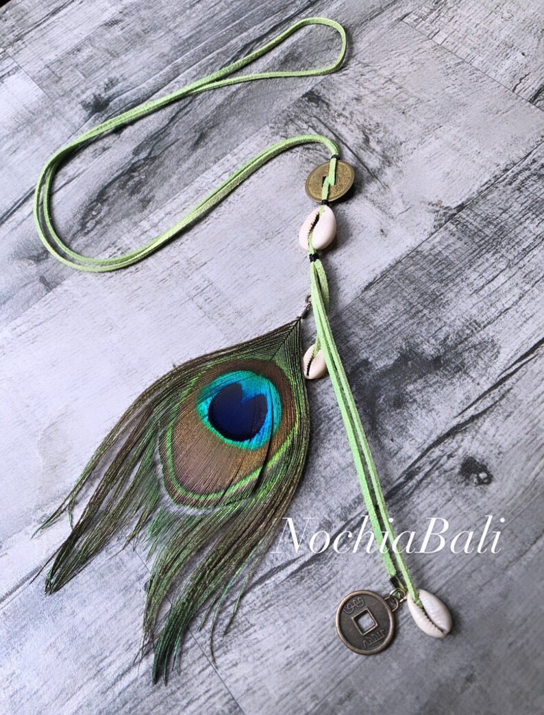 Peacock Feather Necklace, Peacock Feather Pendant, Handmade Necklace ...