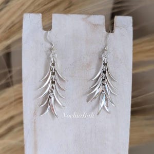 Dangle Leaves Earring, Leaf Silver Earring, Leaf Drop Earring, Dangling ...