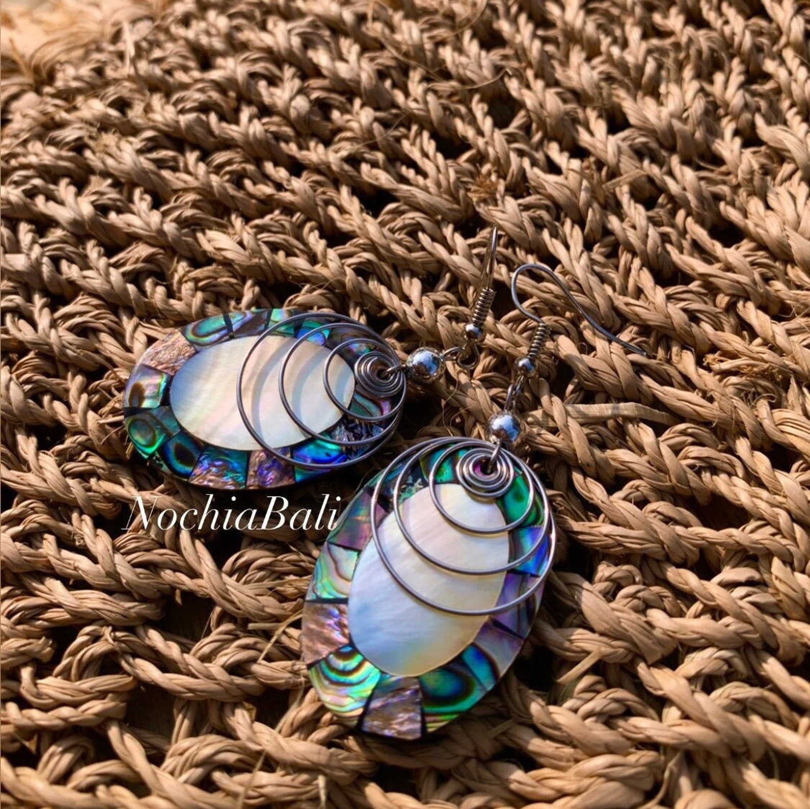 Abalone Oval Earring Abalone Shell Earrings Bohemian - Etsy