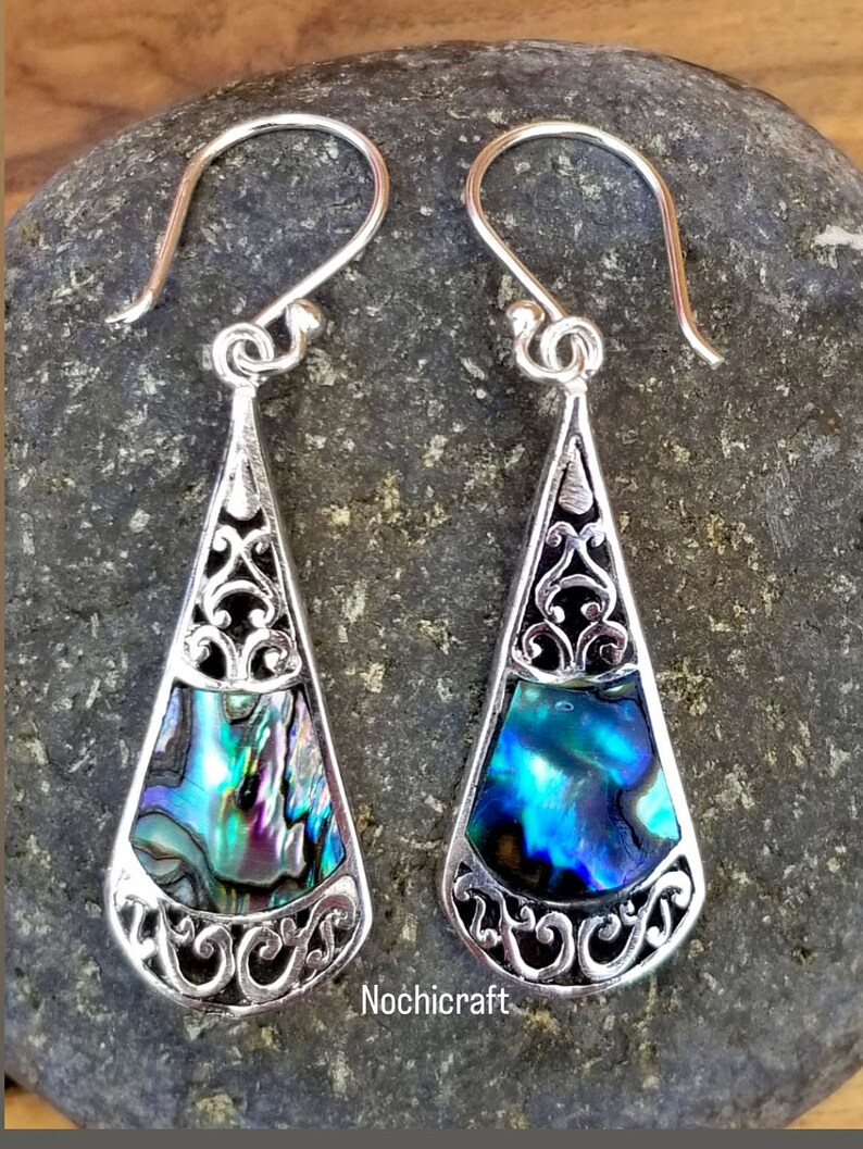 Long Abalone Earrings Boho Shell Earring Paua Shell Jewelry - Etsy