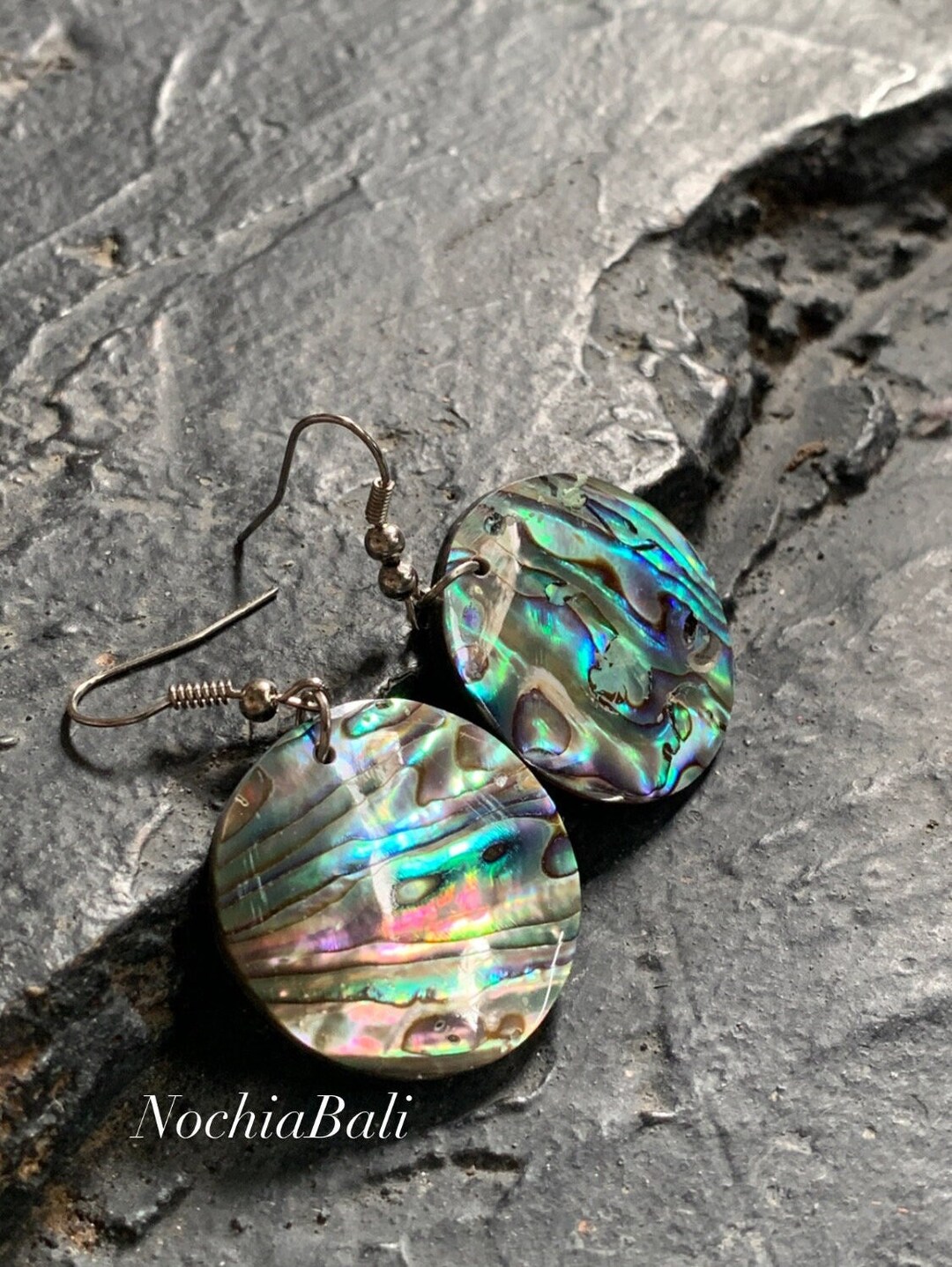 Abalone Round Earring, Paua Abalone Earring, Boho Jewelry, Everyday ...