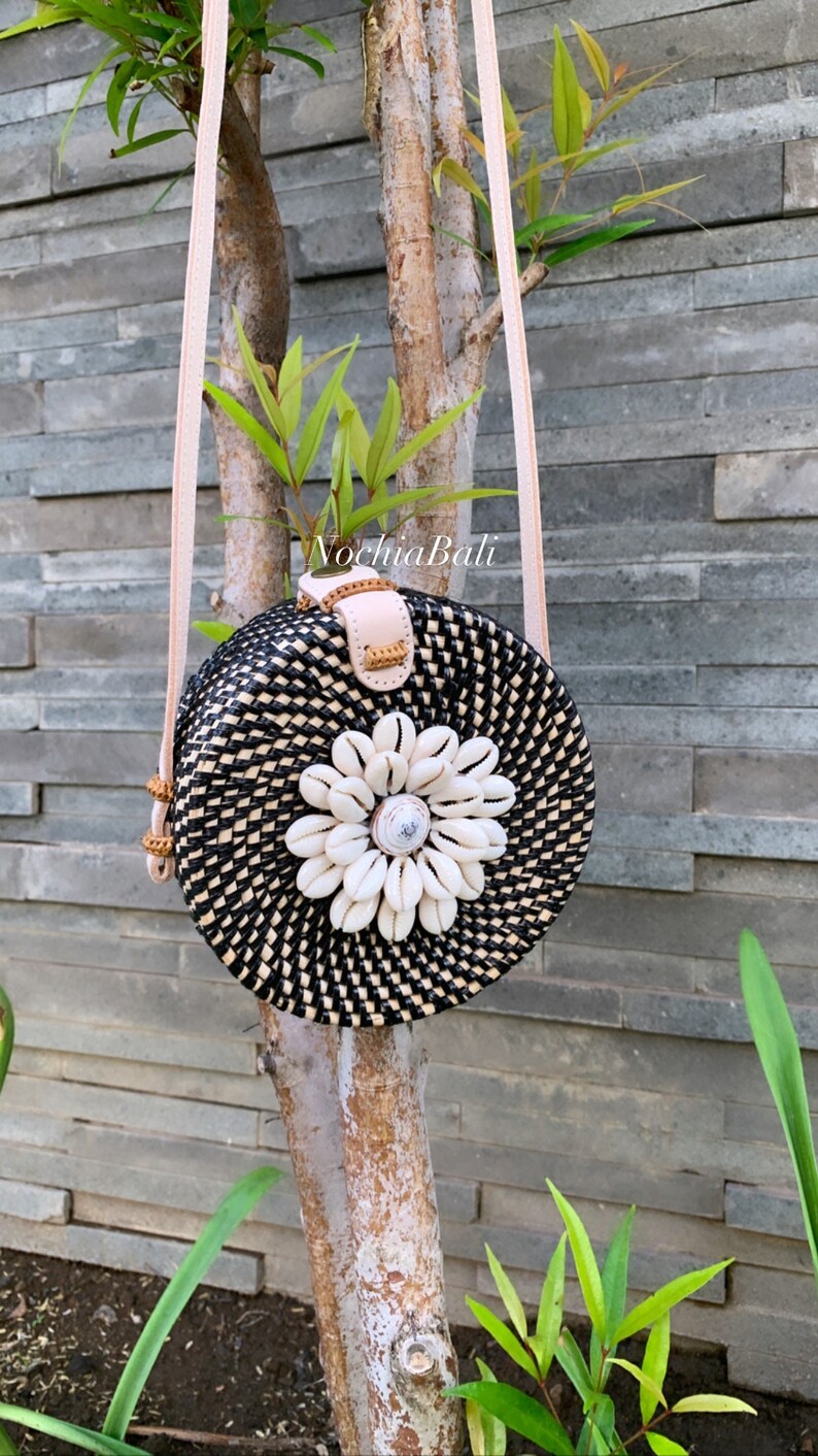 Black Round Rattan Bag Boho Rattan Bag Boho Crossbody Bag - Etsy