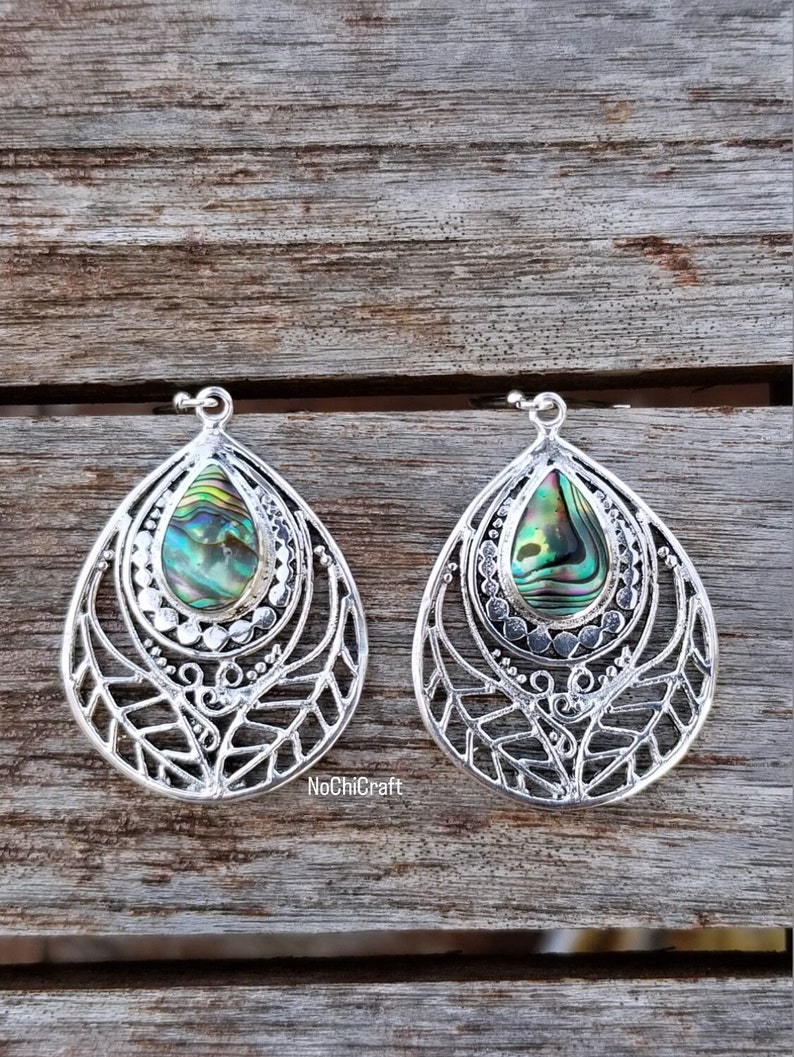 Teal Abalone Earring Natural Shell Earrings Boho Shell - Etsy