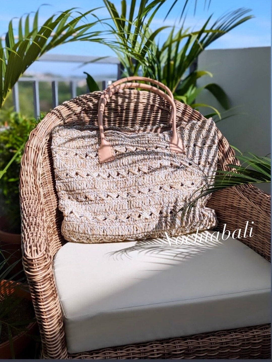 Large Beach Bag, Raffia Beach Bag, Woven Raffia Bag, Summer Straw Bag ...