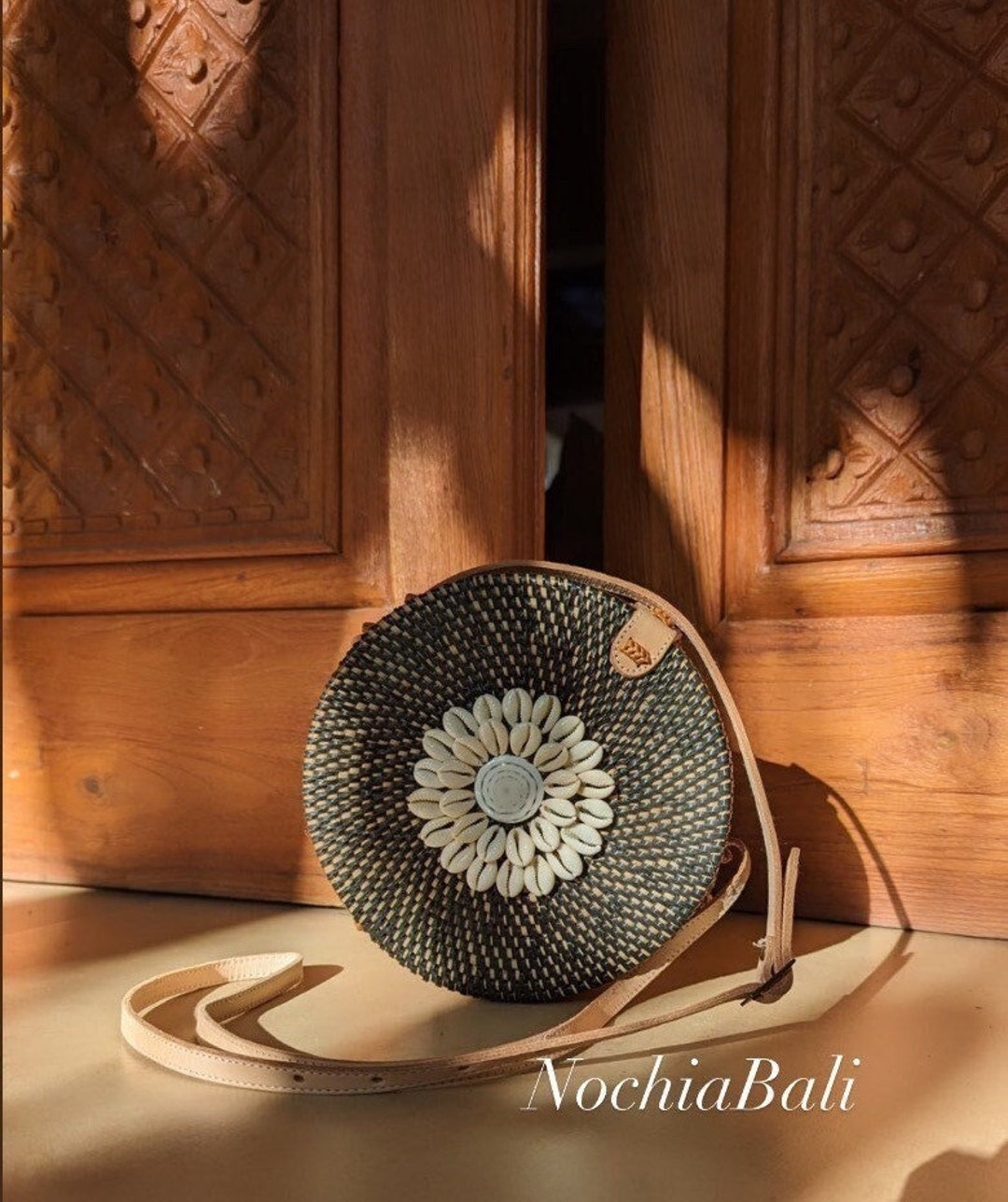 Black Round Rattan Bag, Boho Rattan Bag, Boho Crossbody Bag, Rattan ...