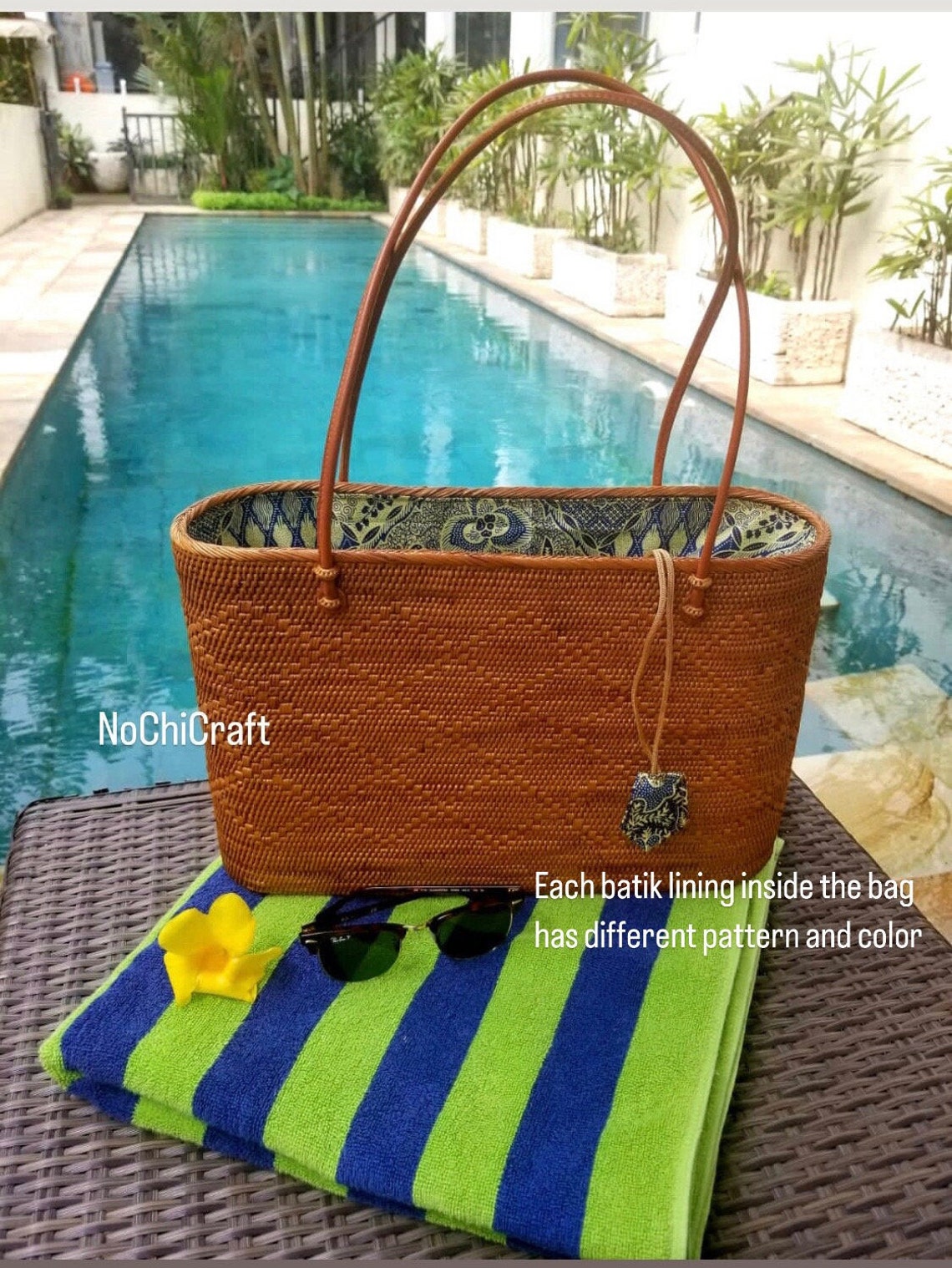 Summer Rattan Tote Straw Tote Bag Woven Beach Bag One - Etsy