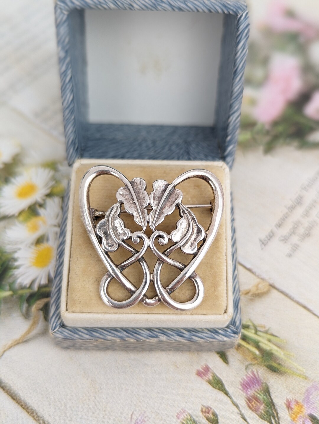 Vintage Silver Art Nouveau Style Whiplash Foliate Detail Sterling ...