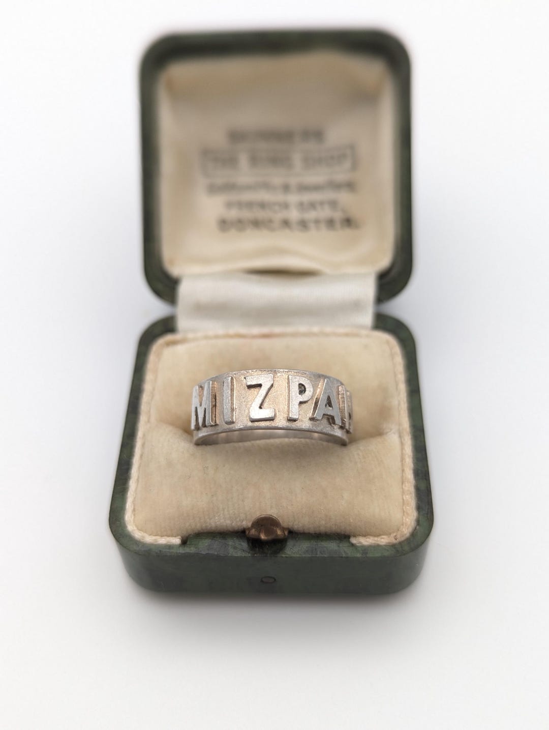 Victorian Silver MIZPAH Ring Sterling Silver Mourning Antique 1878 Band ...