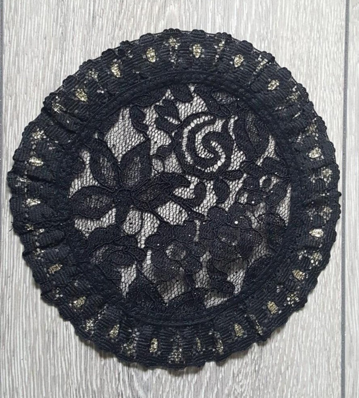 Black and Gold Vintage Christian Lace Chapel Cap| Lace Doily Head ...