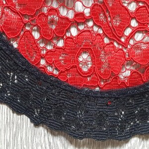 Red and Black Vintage Christian Lace Chapel Cap| Lace Doily Head ...