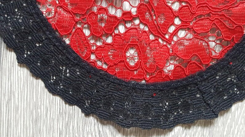 Red and Black Vintage Christian Lace Chapel Cap| Lace Doily Head ...