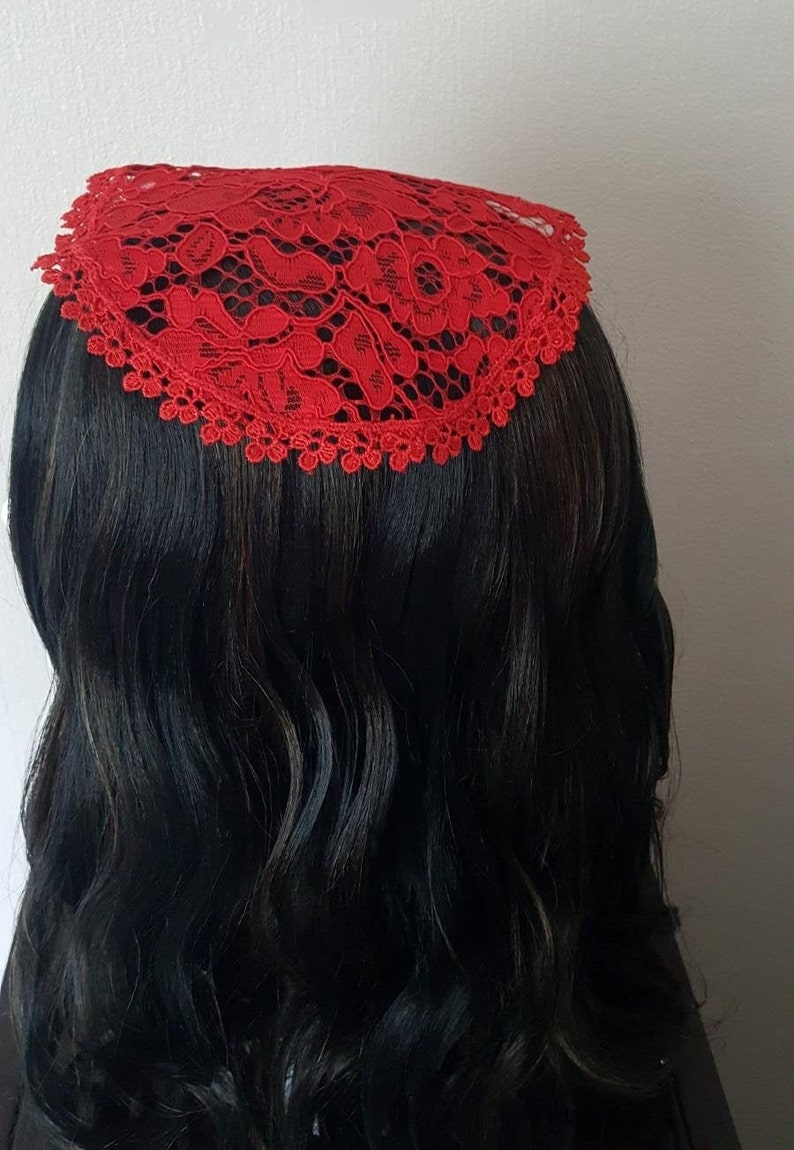 Red Vintage Christian Lace Chapel Cap| Lace Doily Head Covering ...