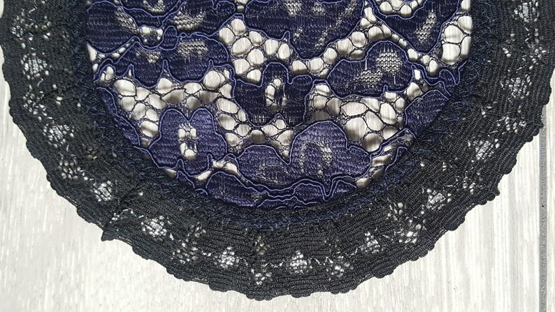 Navy and Black Vintage Christian Lace Chapel Cap| Lace Doily Head ...