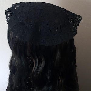 Black Christian Lace Chapel Cap| Lace Doily Head Covering| Catholic ...