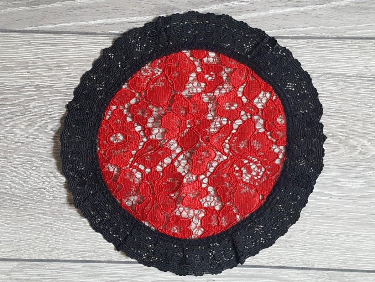 Red and Black Vintage Christian Lace Chapel Cap| Lace Doily Head ...