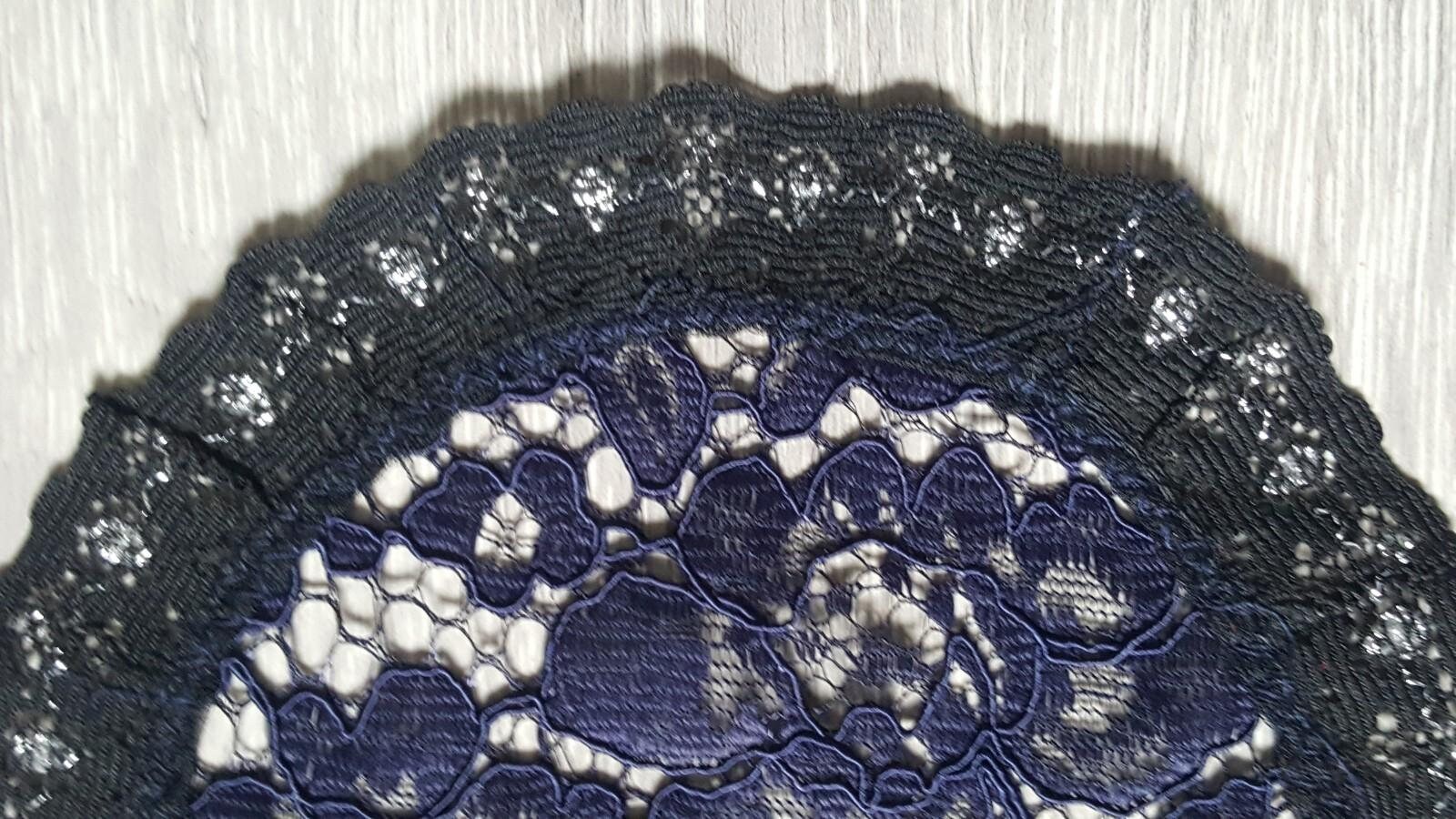 Navy and Black Vintage Christian Lace Chapel Cap| Lace Doily Head ...