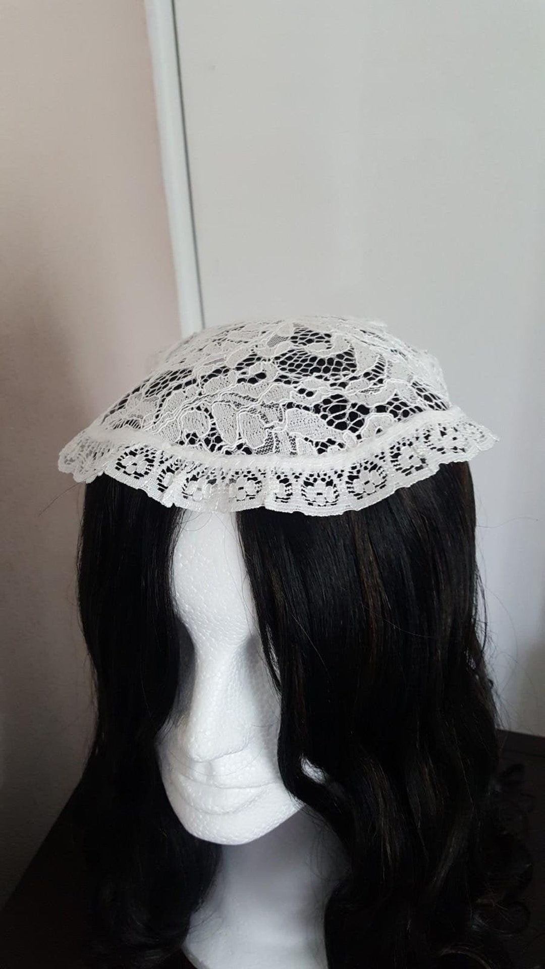 White Vintage Christian Lace Chapel Cap| Lace Doily Head Covering ...