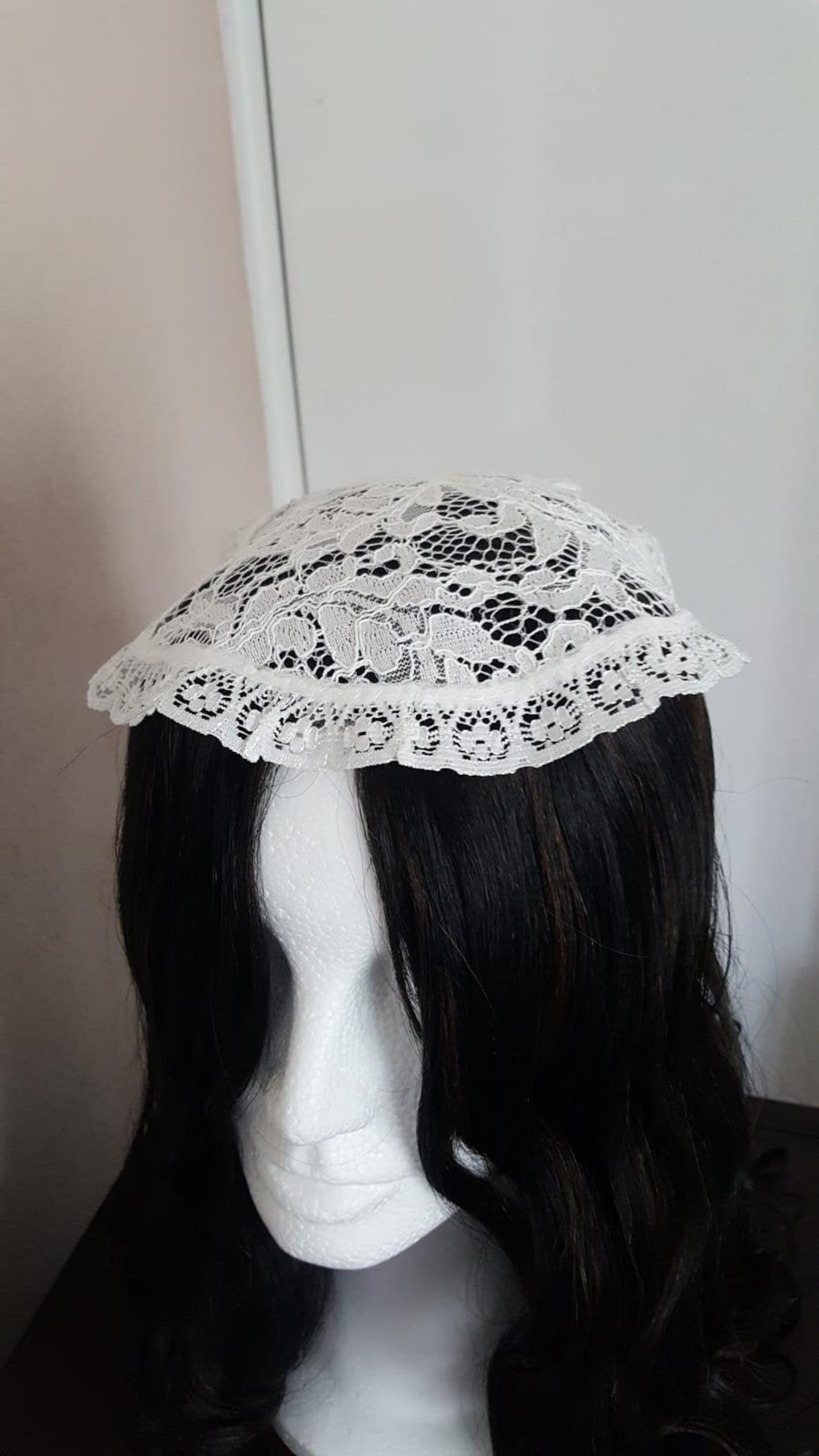 White Vintage Christian Lace Chapel Cap| Lace Doily Head Covering ...