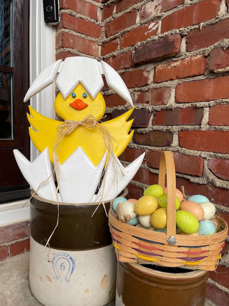 Easter Egg Easter Chick Chick Peep. Wooden Egg Wooden - Etsy
