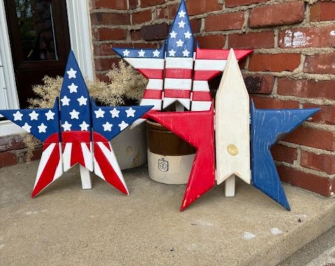 Patriotic Stars, Flag, Rustic, Outside, Inside, Wooden Star, Decoration ...