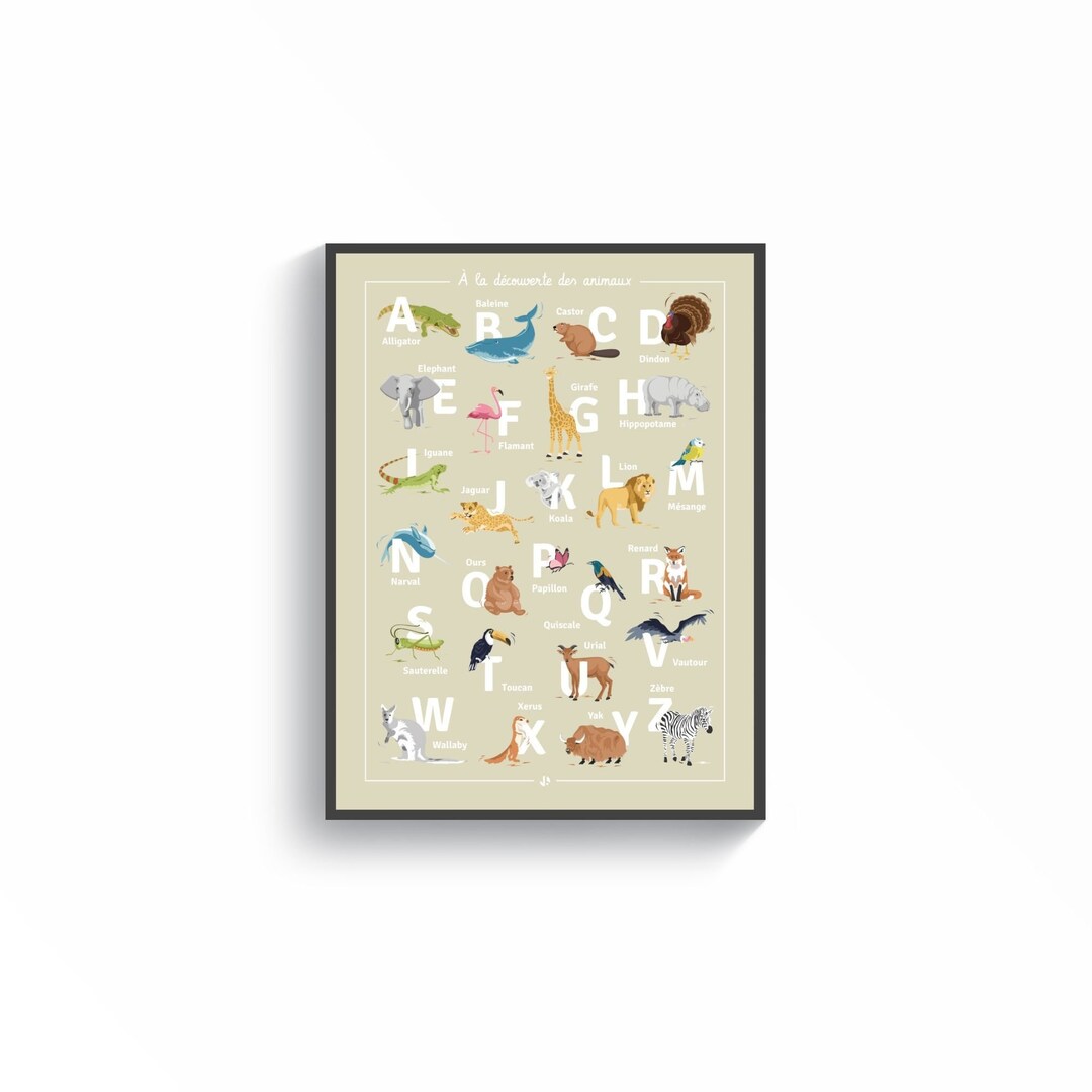 Affiche En Papier Pour Enfant Abecedaire Des Animaux - Etsy