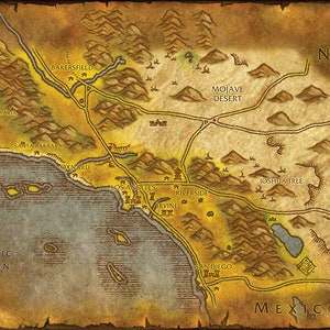 California (socal) - World of Warcraft Style Map - Etsy