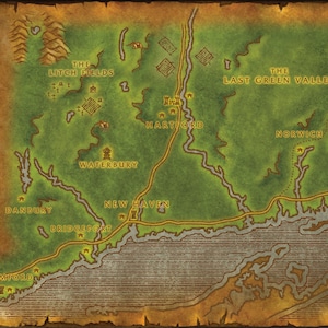 Connecticut - World of Warcraft Style Map - Etsy