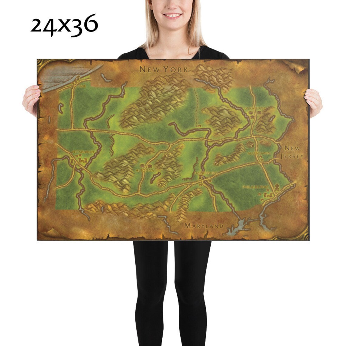 Pennsylvania - World of Warcraft Style Map Print - Etsy