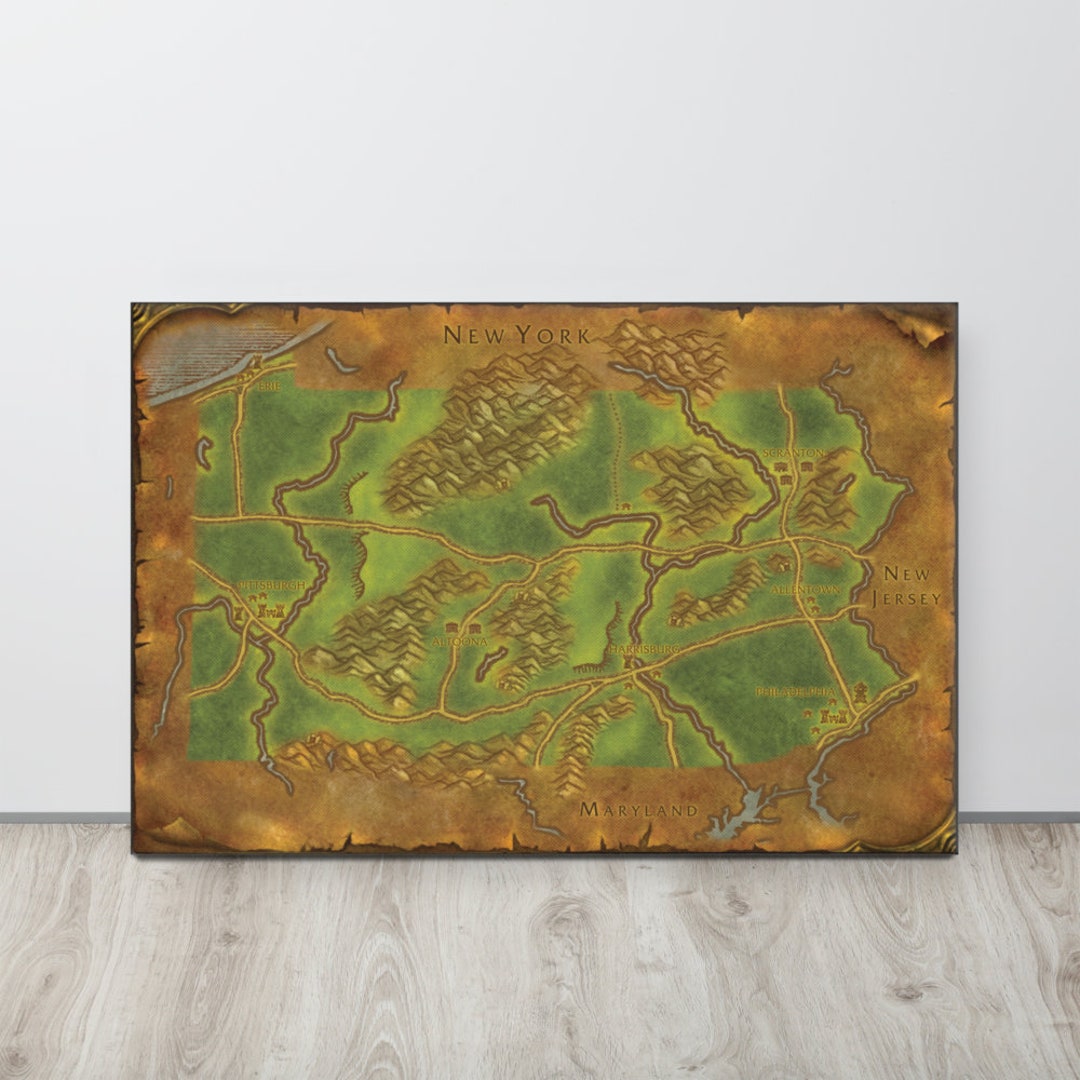 Pennsylvania - World of Warcraft Style Map Print - Etsy