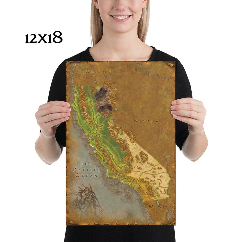 California World of Warcraft Style Map - Etsy