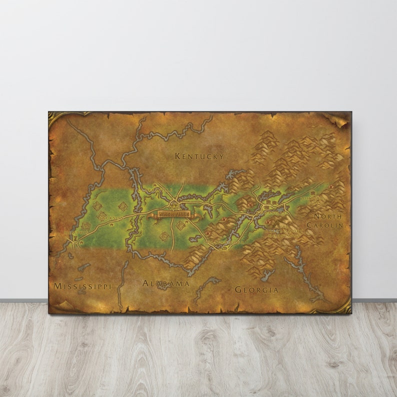 Tennessee - World of Warcraft Style Map - Etsy