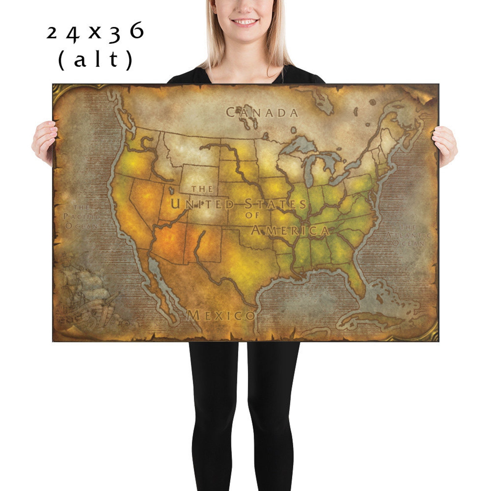The United States of America - World of Warcraft Style Map - Etsy