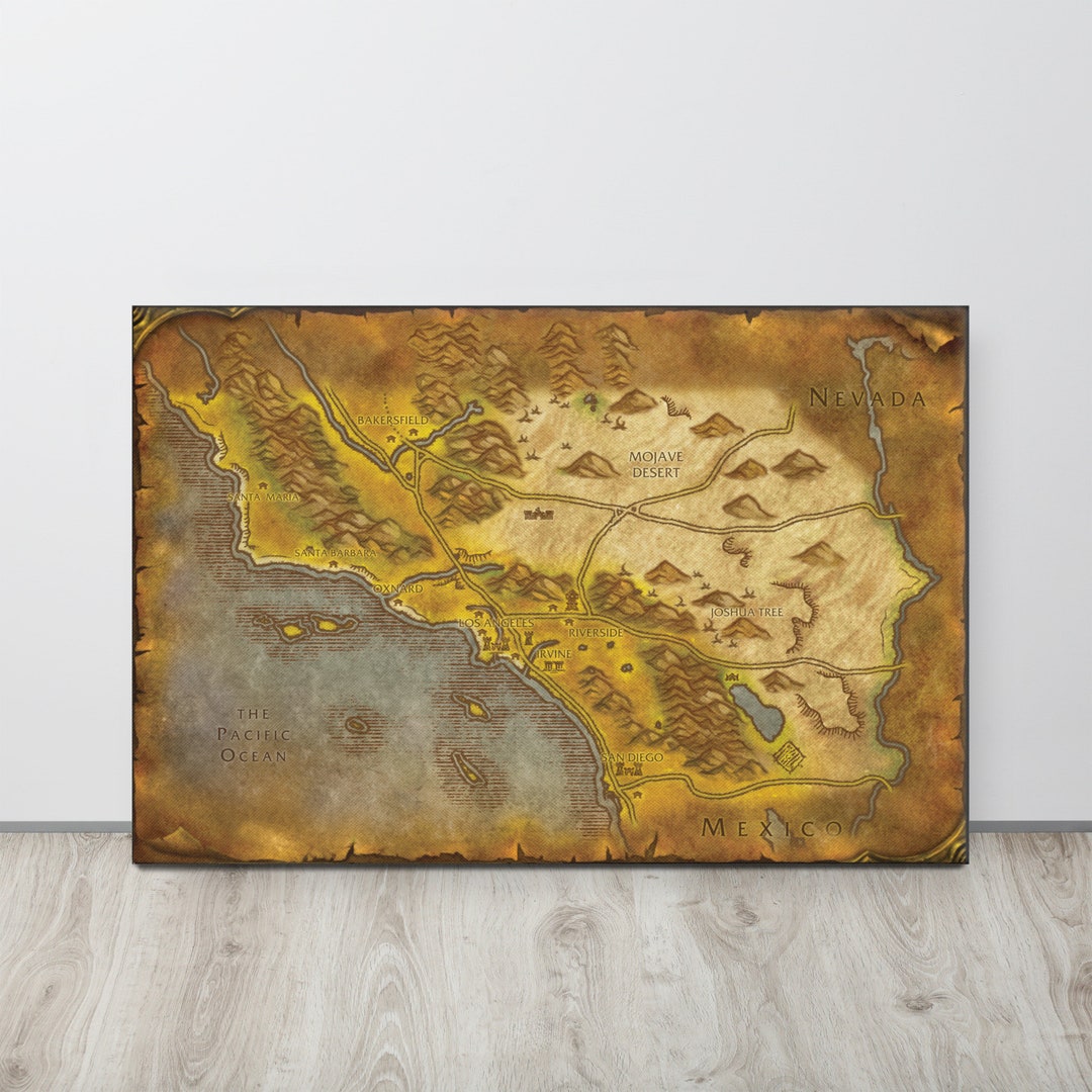 California (socal) - World of Warcraft Style Map - Etsy