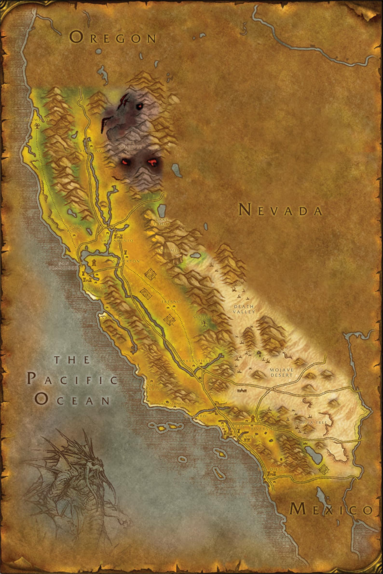 California - World of Warcraft Style Map - Etsy