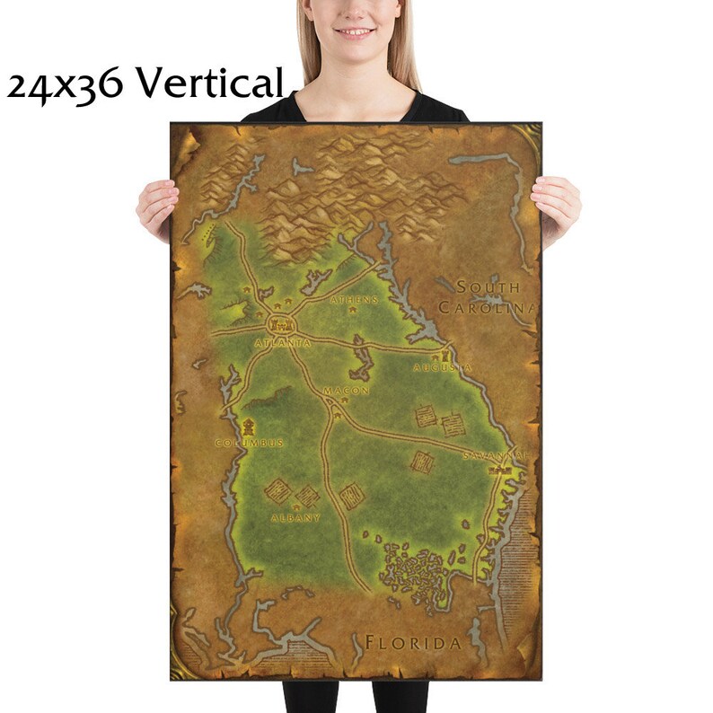 Georgia World of Warcraft Style Map - Etsy