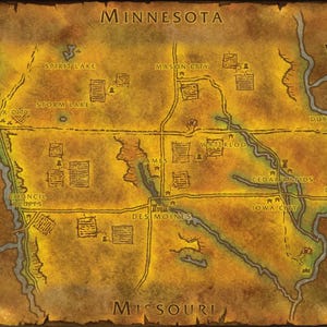 Iowa - World of Warcraft Style Map - Etsy