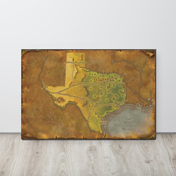 Texas World of Warcraft Style Map - Etsy