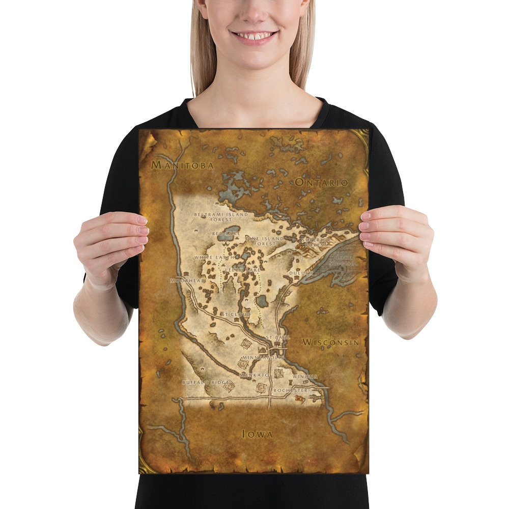 Minnesota World of Warcraft Style Map - Etsy
