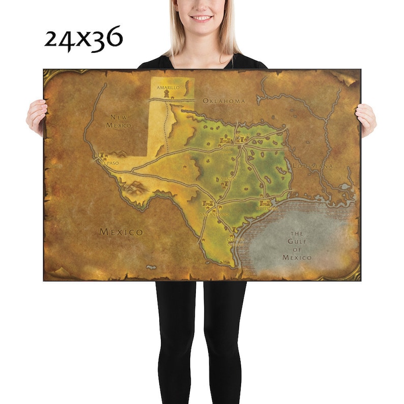 Texas - World of Warcraft Style Map - Etsy