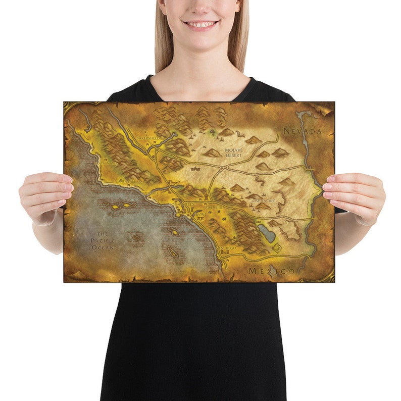 California (socal) - World of Warcraft Style Map - Etsy
