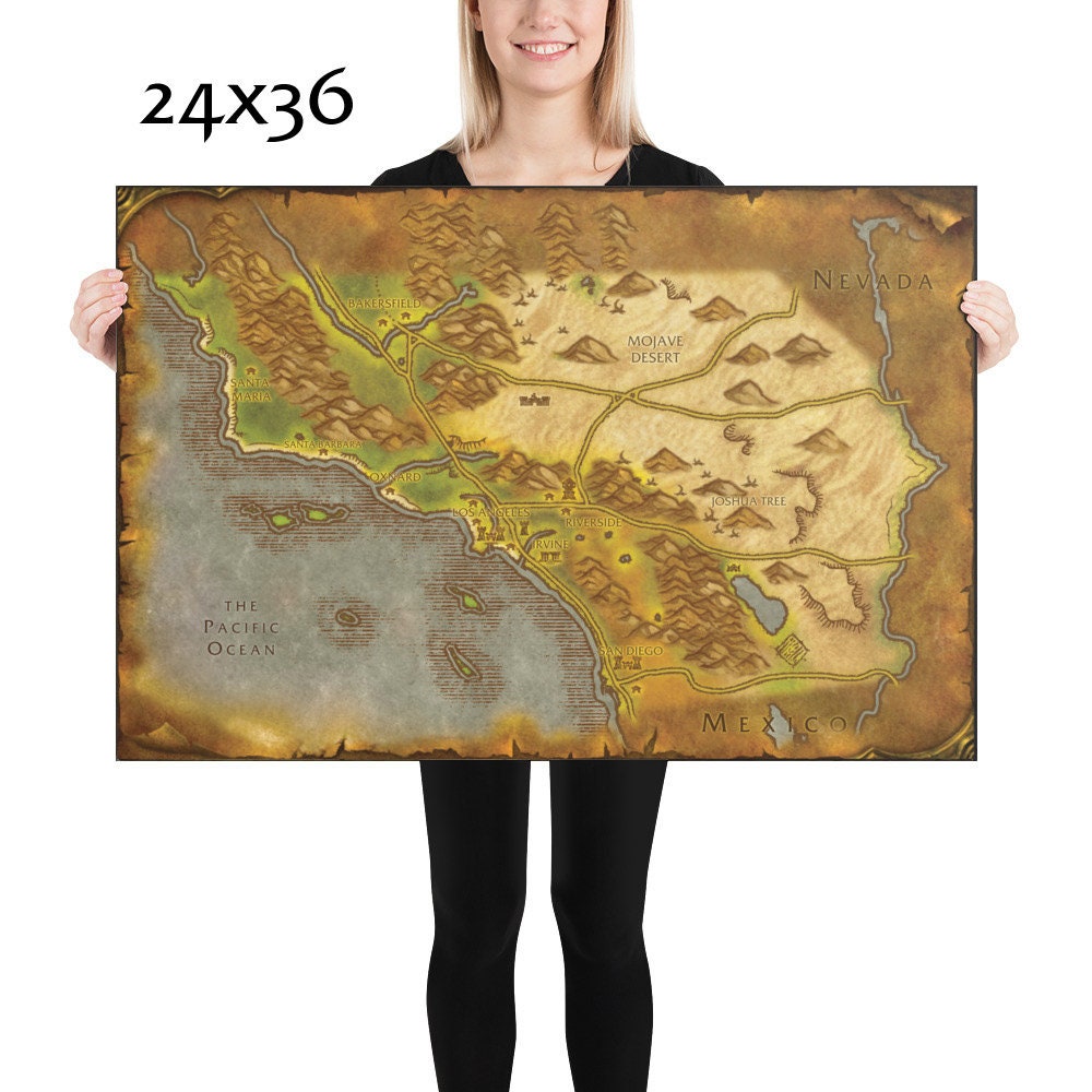 California socal World of Warcraft Style Map - Etsy