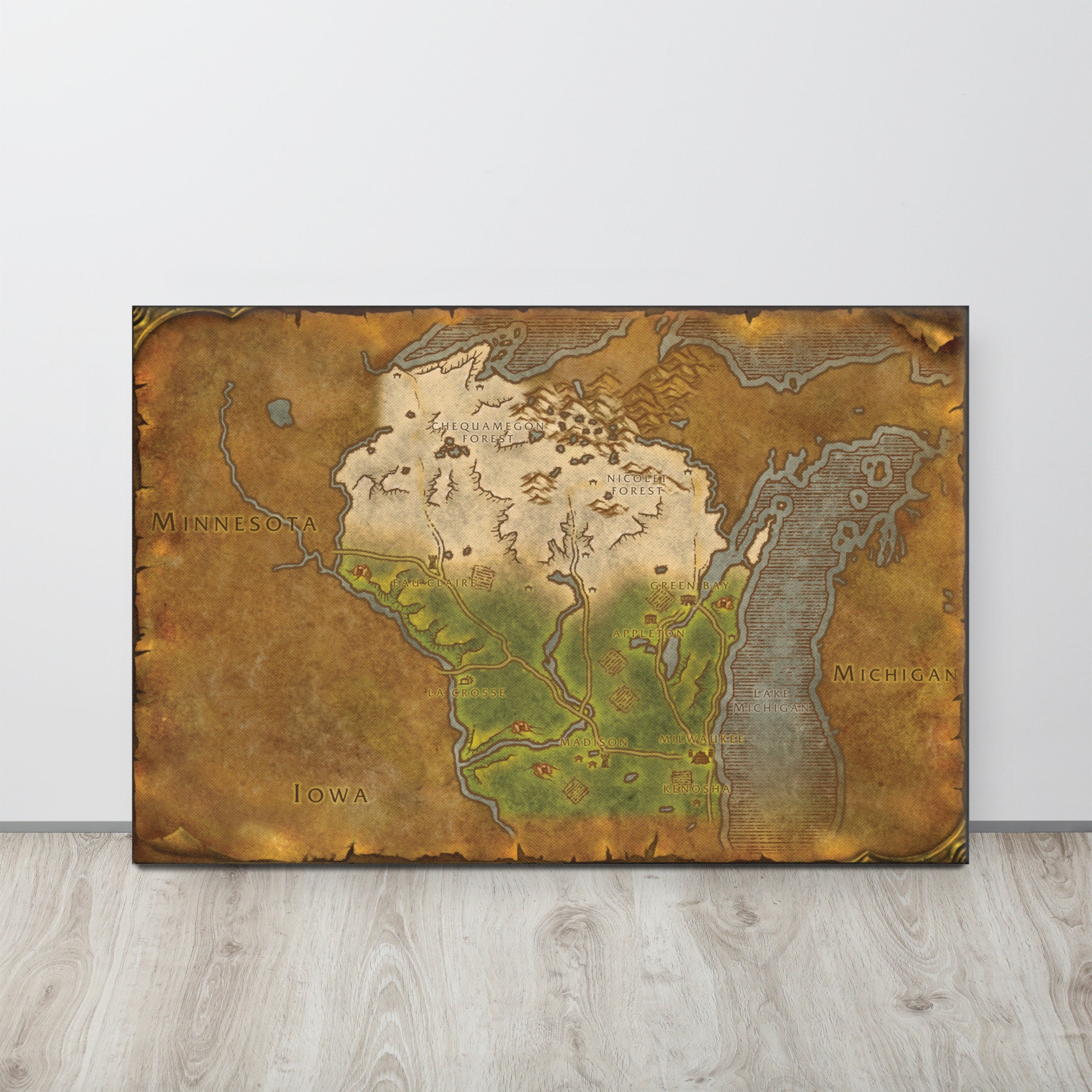 Wisconsin - World of Warcraft Style Map - Etsy