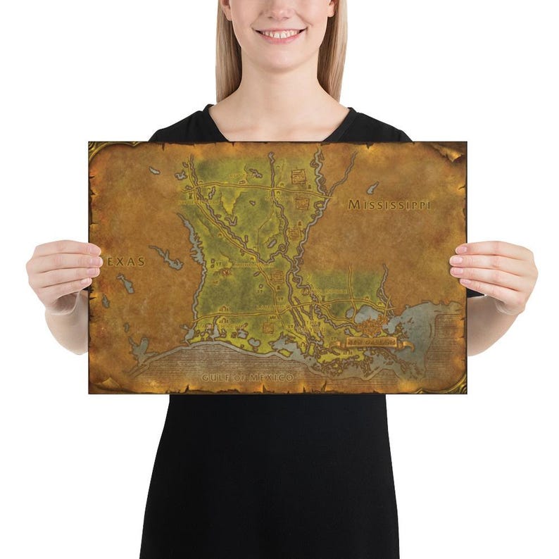 Louisiana - World of Warcraft Style Map - Etsy