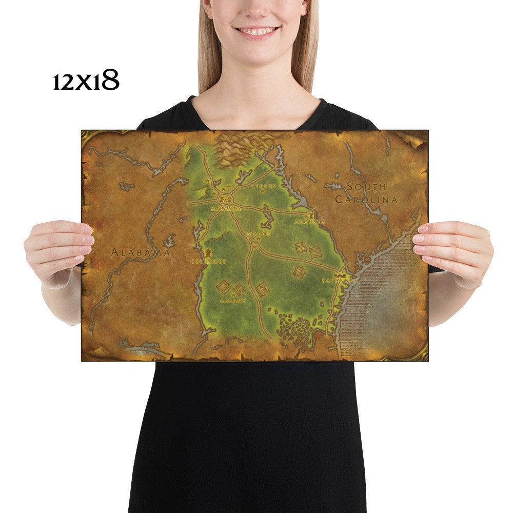 Georgia World of Warcraft Style Map - Etsy